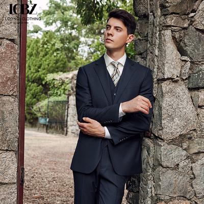 China Custom Slim Fit Men's Business Suit Set Wool Blend Fabric Sizes S-3XL for Banquet Formal Wear for sale