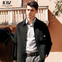 China Customized Designs Wool / Silk Autumn Winter Men's Slim Fit Long Windbreaker Jacket Coat for sale