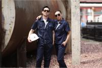 China Customized Unisex Cotton Work Clothes Two Pieces Industrial Uniform 160-190cm for sale