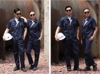 China Customized Unisex Cotton Work Clothes Two Pieces Industrial Uniform 160-190cm for sale