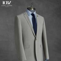 China Custom Business Suit for Men Wool Blend Light Gray Sizes S to 3XL for Wedding Groom Formal for sale