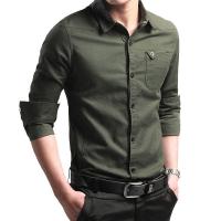 China Slim Fit Men's Formal Shirts in Plain Dyed Cotton Materialization and Construction for sale