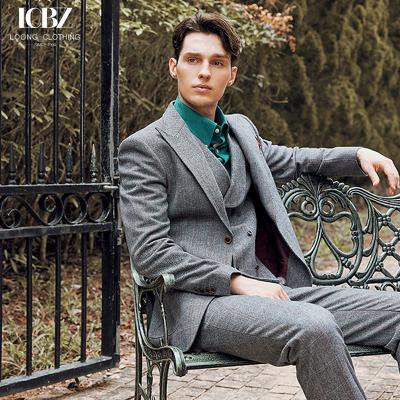China Custom Men's Wool Blend Gray Plaid Business Suit Jacket for Office Wear Sizes S to 3XL for sale