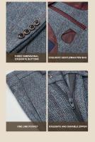 China Custom Men's Wool Blend Gray Plaid Business Suit Jacket for Office Wear Sizes S to 3XL for sale