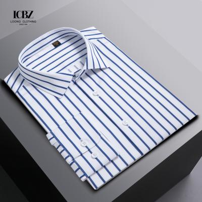 China Men's Casual Dress Shirt Long Sleeve Cotton Polyester Blend Office Wear Sizes S to 10XL for sale