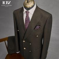 China Custom 3 Piece Men Business Suit Set Blazer Vest Trousers Wool Fabric S-3XL for sale