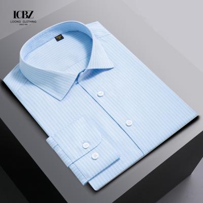 China Men's Stretchy Cotton Formal Casual Striped Dress Shirt S-10XL Custom Logo for sale