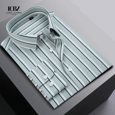 China Knitted Plus Size Men's Blue Red Striped Button Down French Cuff Dress Shirt S-10XL for sale
