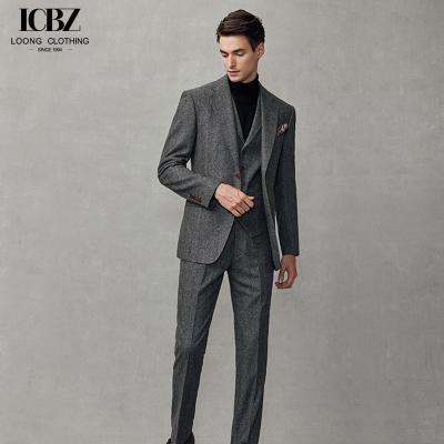 China Custom Slim Fit Men Suit Gray Wool Silk Business Casual Formal Wedding Dress Jacket S-3XL for sale