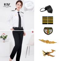 China Custom Polyester Cotton Long Sleeve Stewardess Uniform Shirt for Airline Crew Sizes S to 3XL for sale