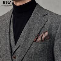 China Custom Slim Fit Men Suit Gray Wool Silk Business Casual Formal Wedding Dress Jacket S-3XL for sale