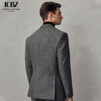 China Custom Slim Fit Men Suit Gray Wool Silk Business Casual Formal Wedding Dress Jacket S-3XL for sale
