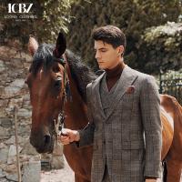 China Custom Brown Plaid Wool Suit for Men Formal Business Three Piece Suit Sizes S to 3XL for sale