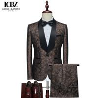 China Custom Men's Business Suit Wool Blend Fabric Sizes S to 3XL for Stage Groom for sale