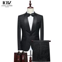 China Custom Men's Business Suit Wool Blend Fabric Sizes S to 3XL for Stage Groom for sale