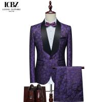 China Custom Men's Business Suit Wool Blend Fabric Sizes S to 3XL for Stage Groom for sale
