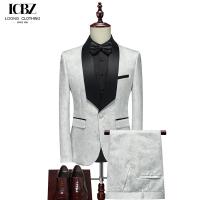 China Custom Men's Business Suit Wool Blend Fabric Sizes S to 3XL for Stage Groom for sale