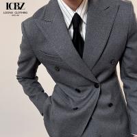 China Custom Men's Double Breasted Suit 500g Heavyweight Wool Blend for Business Casual Wear for sale