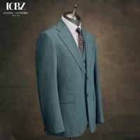 China Custom Slim Fit Business Suit Jacket Grass Green Wool Silk Fabric Men Sizes S to 3XL for sale