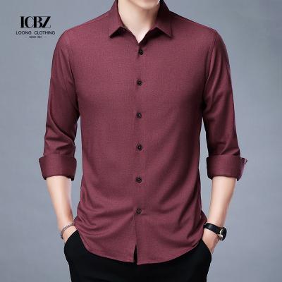 China Men's Cotton Stretch Dress Shirt Long Sleeve Button Down Formal Shirt 2XL for sale