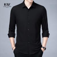 China Men's Cotton Stretch Dress Shirt Long Sleeve Button Down Formal Shirt 2XL for sale