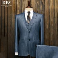 China Custom Blue Striped Woven Men Suit for Wedding Groom Custom Logo Sizes S to 3XL for sale