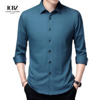 China Men's Cotton Stretch Dress Shirt Long Sleeve Button Down Formal Shirt 2XL for sale