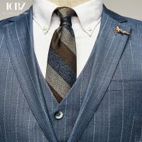 China Custom Blue Striped Woven Men Suit for Wedding Groom Custom Logo Sizes S to 3XL for sale