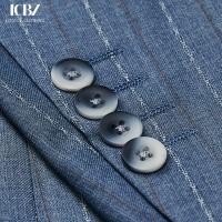 China Custom Blue Striped Woven Men Suit for Wedding Groom Custom Logo Sizes S to 3XL for sale
