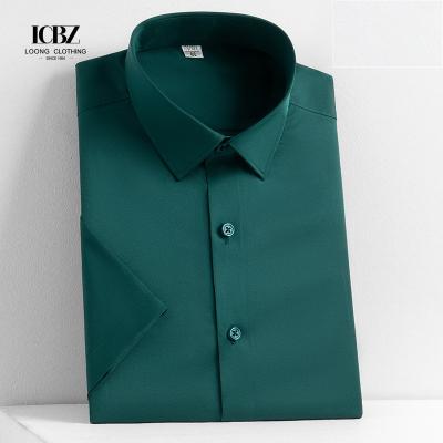 China Non-Iron Men's Long Sleeve Dress Shirt Anti Wrinkle Covered Button Closure Sizes S to 10XL for sale