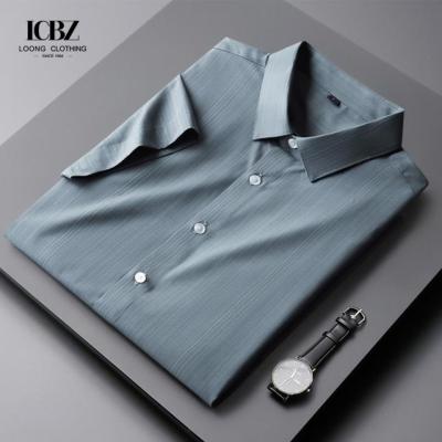 China Non-Ironing Men's Ice Silk Business Formal Short-Sleeved Shirt Sizes Up to 10XL for sale