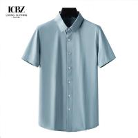 China Non-Ironing Men's Ice Silk Business Formal Short-Sleeved Shirt Sizes Up to 10XL for sale