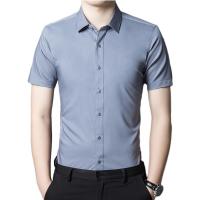 China Formal Men's Short Sleeve Business Shirt Solid Color Office Tops Button Down OEM for sale