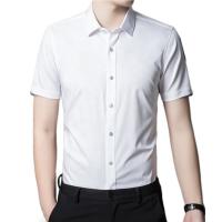China Formal Men's Short Sleeve Business Shirt Solid Color Office Tops Button Down OEM for sale