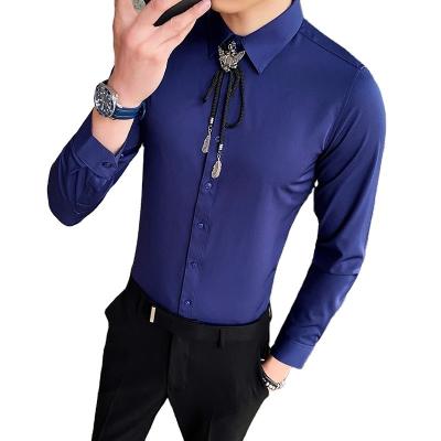China Men's Slim Fit Cotton Long Sleeve Formal Shirt 5000 Pieces Customizable for Business Wear for sale