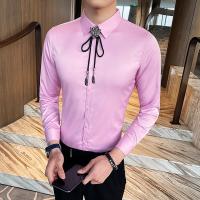 China Men's Slim Fit Cotton Long Sleeve Formal Shirt 5000 Pieces Customizable for Business Wear for sale
