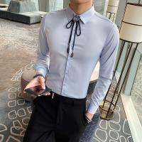 China Men's Slim Fit Cotton Long Sleeve Formal Shirt 5000 Pieces Customizable for Business Wear for sale