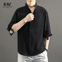 China Solid Pattern Formal Men's Shirt Long-Sleeved Cotton Linen Chinese Style Loose Coat for sale