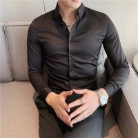 China Men's Business Casual Long Sleeve Slim Fit Shirt Plain Solid Office Wear 100 Cotton for sale