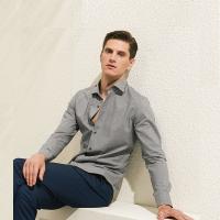 China Men's Business Formal Long Sleeve Dress Shirt Slim Fit with Pocket Sizes 2XL-10XL for sale