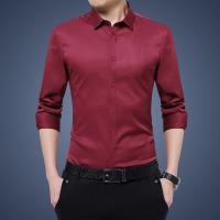 China Plus Size Men's Long Sleeve Dress Shirts Solid Color Turn-down Collar Cotton Polyester Blend 2XL-5XL for sale