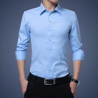 China Plus Size Men's Long Sleeve Dress Shirts Solid Color Turn-down Collar Cotton Polyester Blend 2XL-5XL for sale
