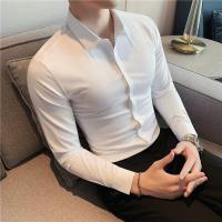 China Custom Long Sleeve Solid Cotton Slim Fit Men Dress Shirt Business Casual 100-120cm for sale