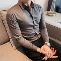 China Custom Long Sleeve Solid Cotton Slim Fit Men Dress Shirt Business Casual 100-120cm for sale