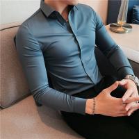 China Custom Long Sleeve Solid Cotton Slim Fit Men Dress Shirt Business Casual 100-120cm for sale