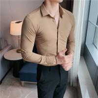 China Custom Long Sleeve Solid Cotton Slim Fit Men Dress Shirt Business Casual 100-120cm for sale