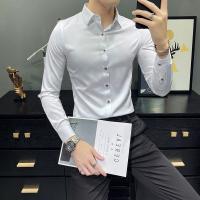 China Custom Long Sleeve Formal Shirt for Men Polyester Cotton Slim Fit Casual Shirt 65% Polyester 35% Cotton for sale