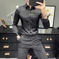 China Custom Long Sleeve Formal Shirt for Men Polyester Cotton Slim Fit Casual Shirt 65% Polyester 35% Cotton for sale