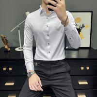 China Custom Long Sleeve Formal Shirt for Men Polyester Cotton Slim Fit Casual Shirt 65% Polyester 35% Cotton for sale