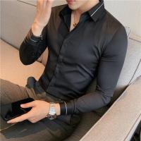 China Digital Printing Men's Slim Fit Solid Color Long Sleeve Shirt for Styles Customized for sale